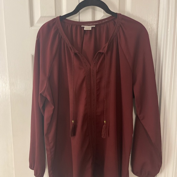 Rebecca Malone | Tops | Rebecca Malone Large Elegant Burgundy Womens ...
